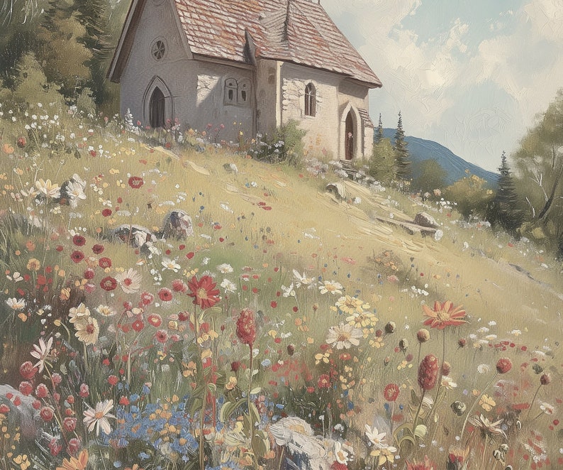 English Church Print | Christian Art | Vintage Chapel Wall Art ...
