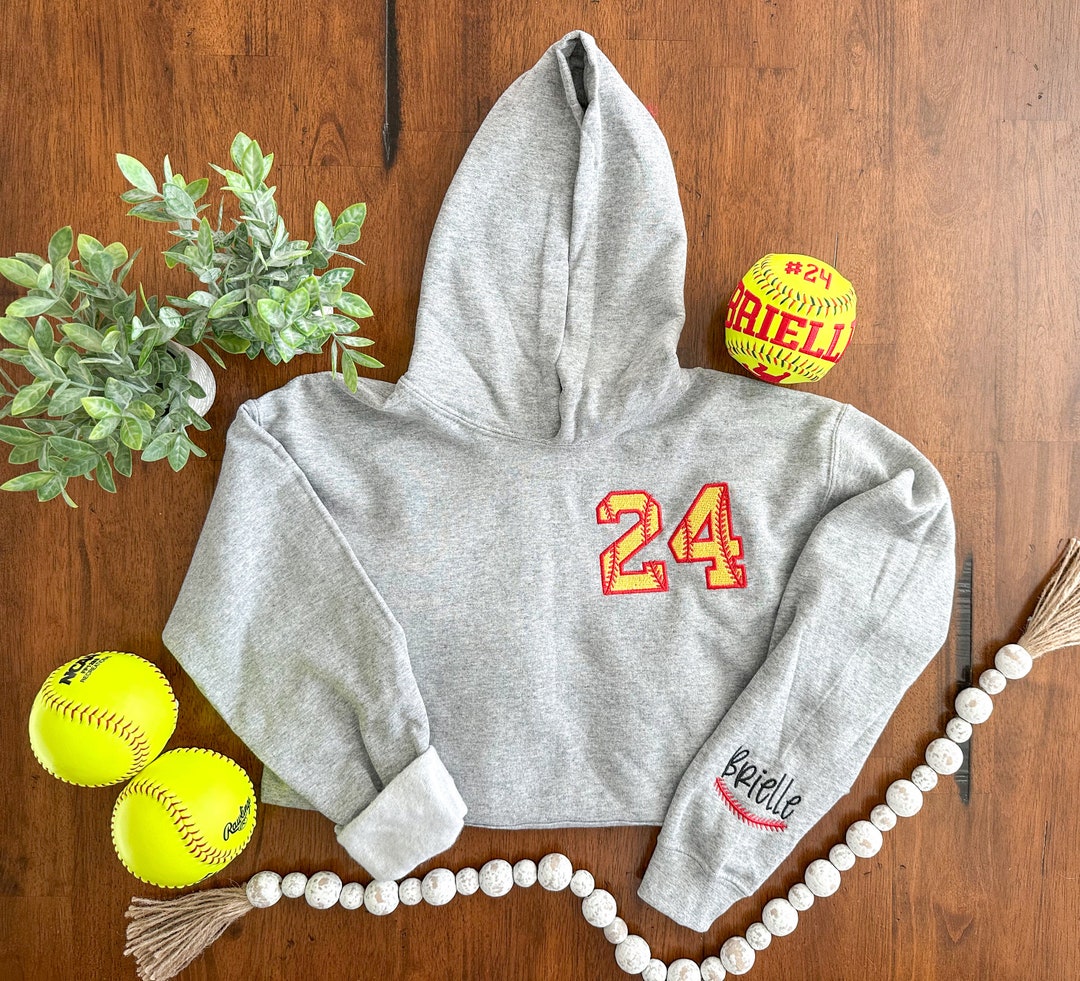 Girls and Womens Softball Hoodie, Girls Hoodie With Softball Number and ...