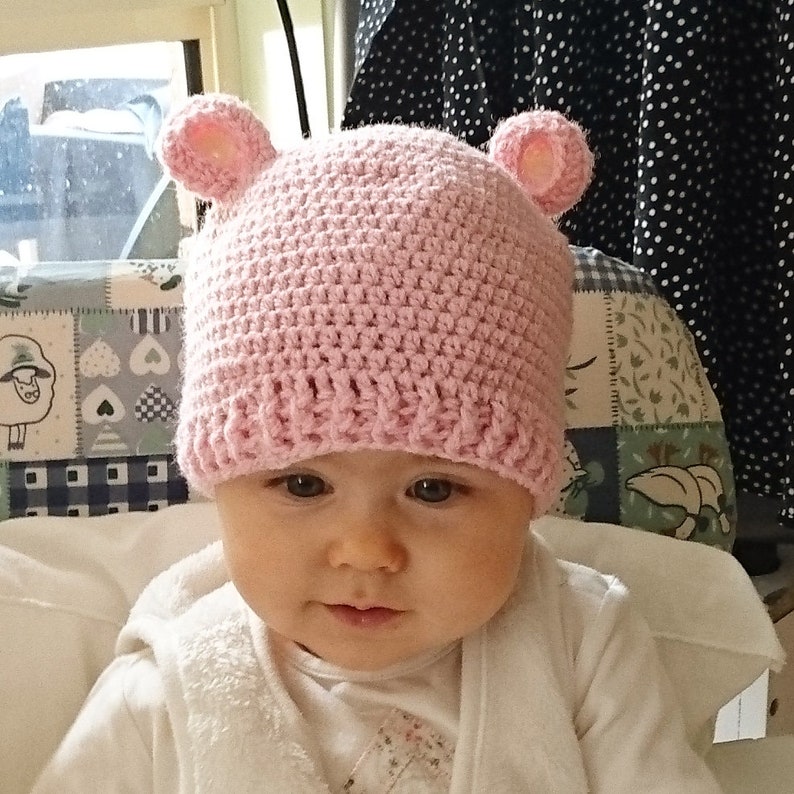 Handmade Woollen Teddy Bear Ears Winter Crochet Custom Beanie Hat for ...
