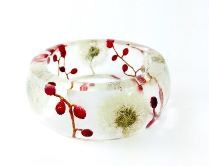Bracelet Real Rowanberry and Dandelions Casted in Clear - Etsy