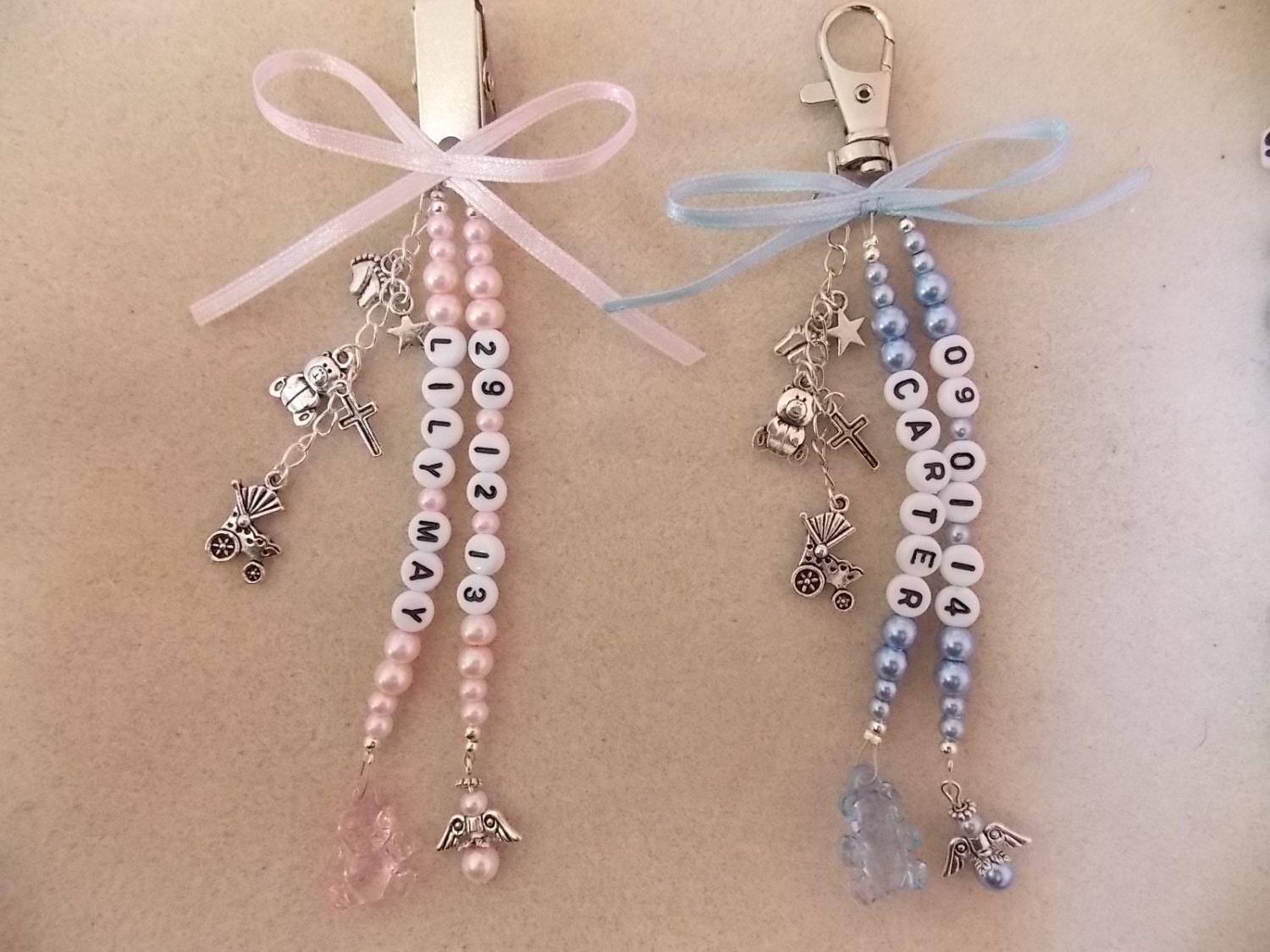 Personalised Baby Changing Bag / Pram Charm Name & DOB | Etsy