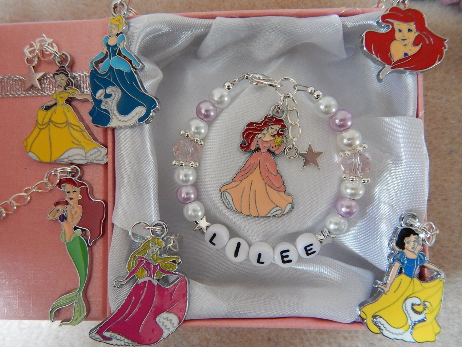 Personalised Bracelet Disney Princess Gift Boxed - Etsy
