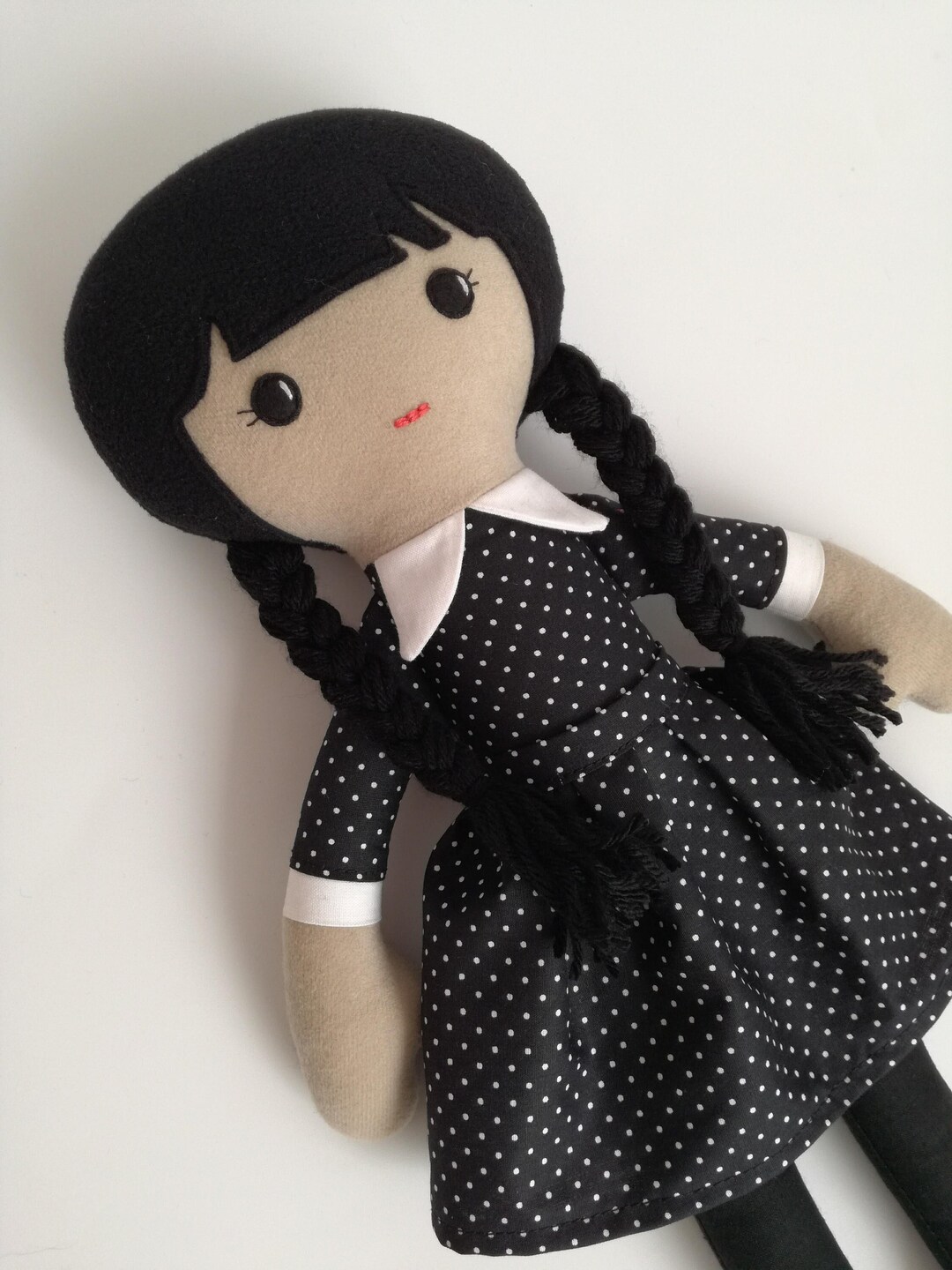 Handmade Wednesday Addams Inspired Rag Doll: Polka Dot Dress - Etsy
