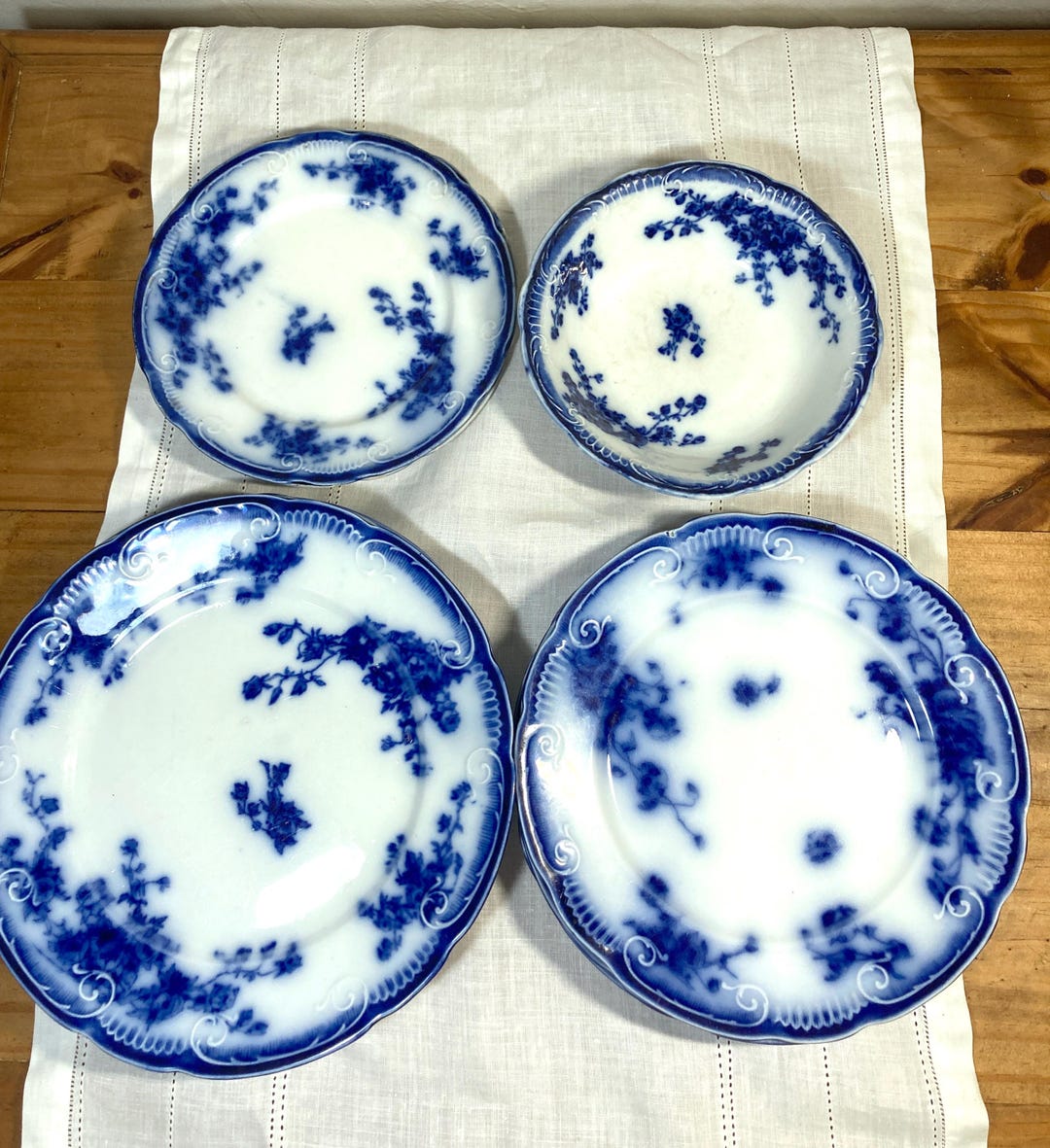 Antique Flow Blue Dinnerware WH Grindley Marechal Neil Floral ...