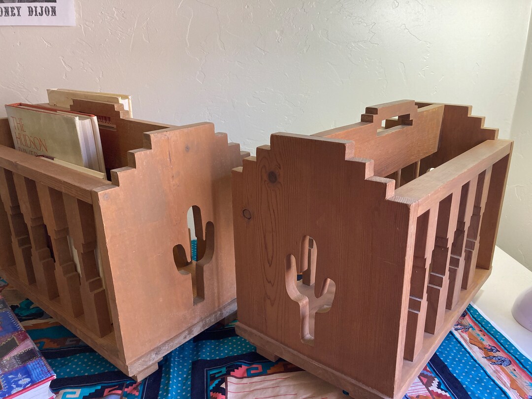 Vintage Rustic Handcrafted Wood Magazine Racks Pueblo Santa Fe ...
