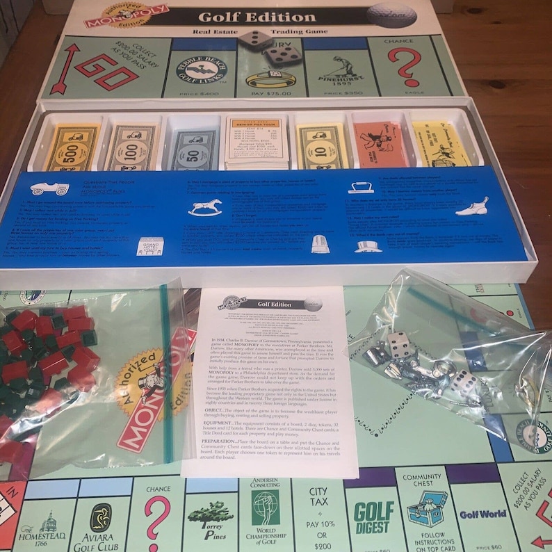 Vintage MONOPOLY GOLF EDITION Board Game Complete 1996 Family Game ...