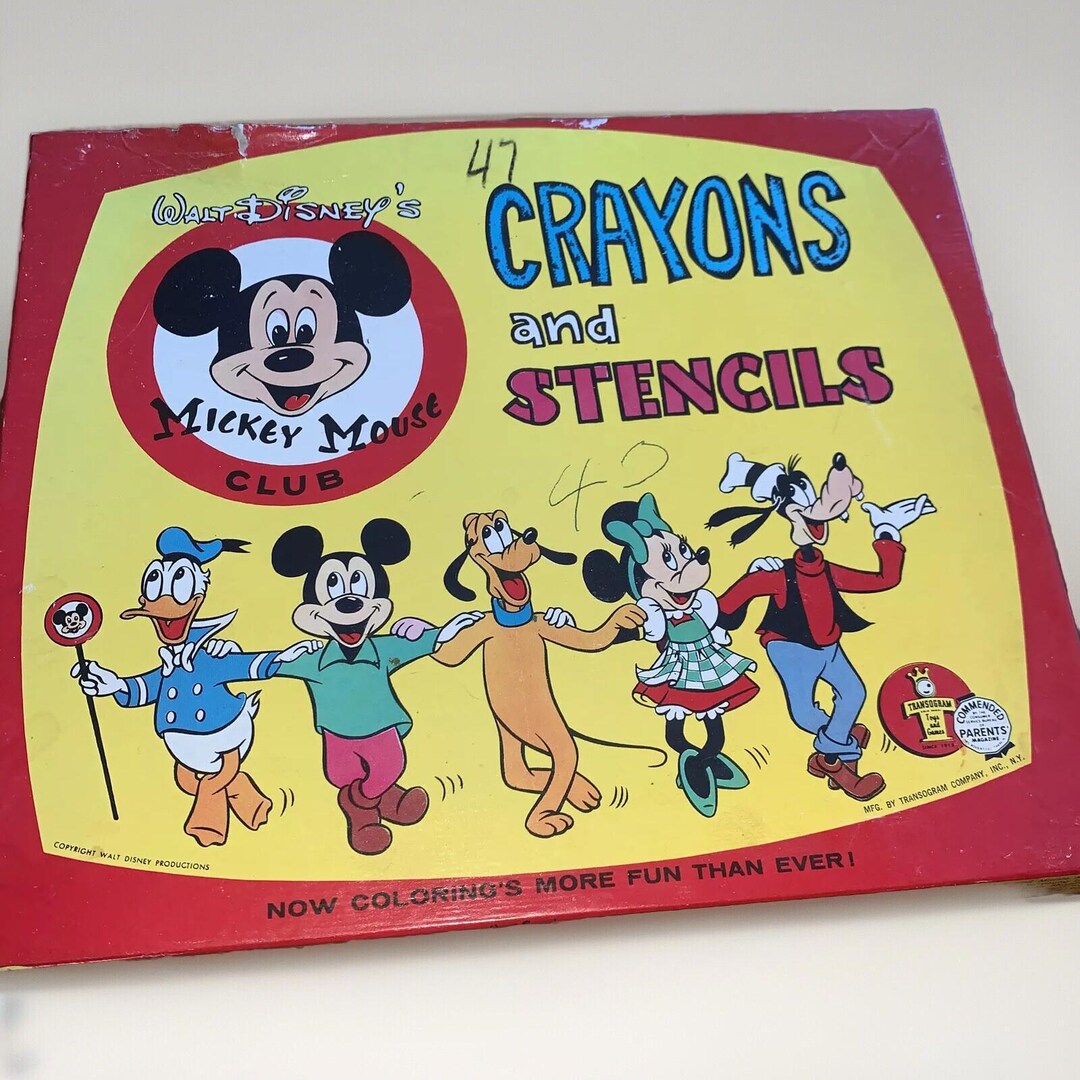 Walt Disney’s Mickey Mouse Club Crayons and Stencils in Original Box - Etsy