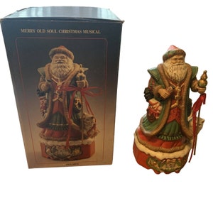 1990s Merry Old Soul Ceramic Christmas Musical Santa Claus Figurine 10. ...