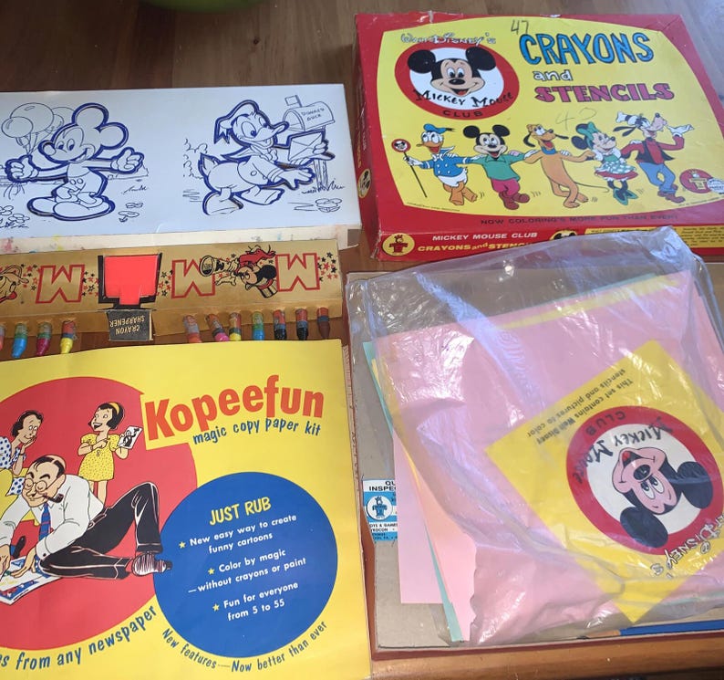 Walt Disney’s Mickey Mouse Club Crayons and Stencils in Original Box - Etsy