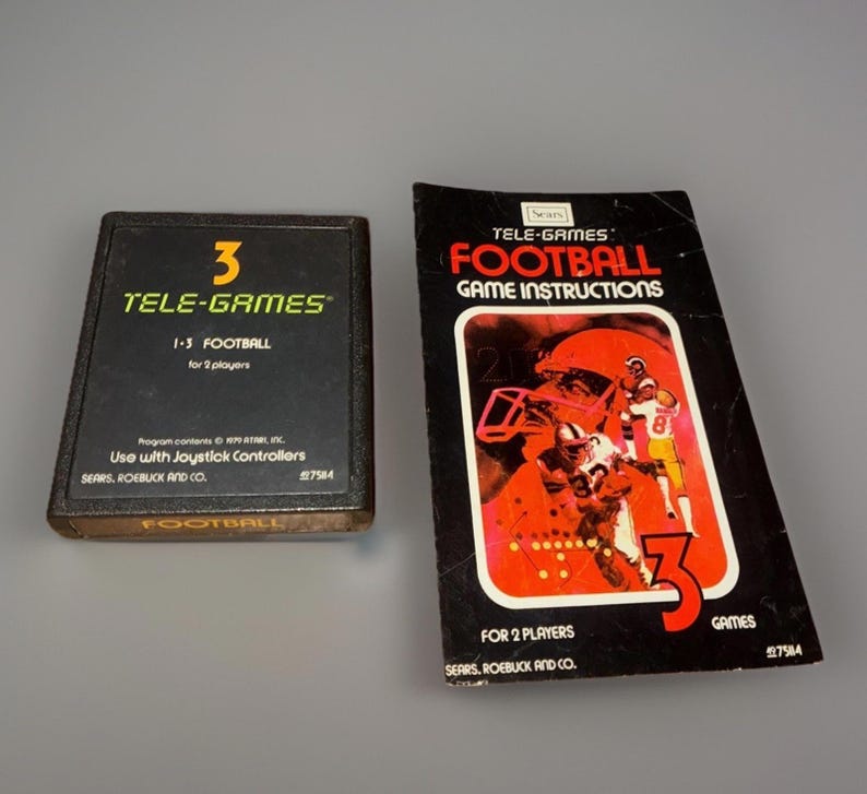 FOOTBALL (atari 2600, 1979) Sears, Telegames, Cart & Manual, Cleaned ...