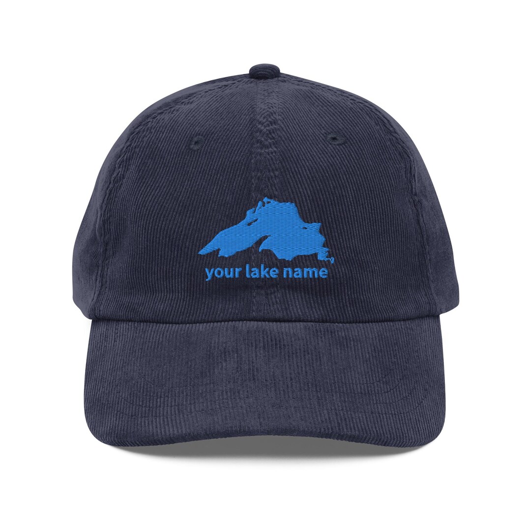 Custom Vintage Corduroy Cap - Lake Shape and Name - Etsy
