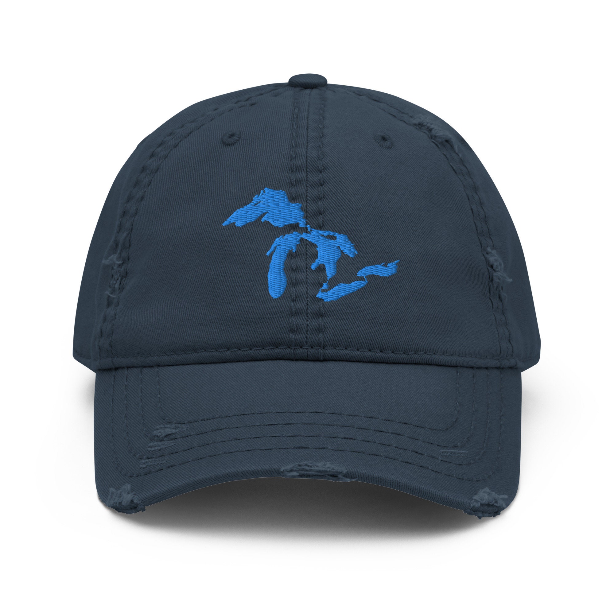 Blue Great Lakes Embroidered Distressed Dad Hat - Etsy