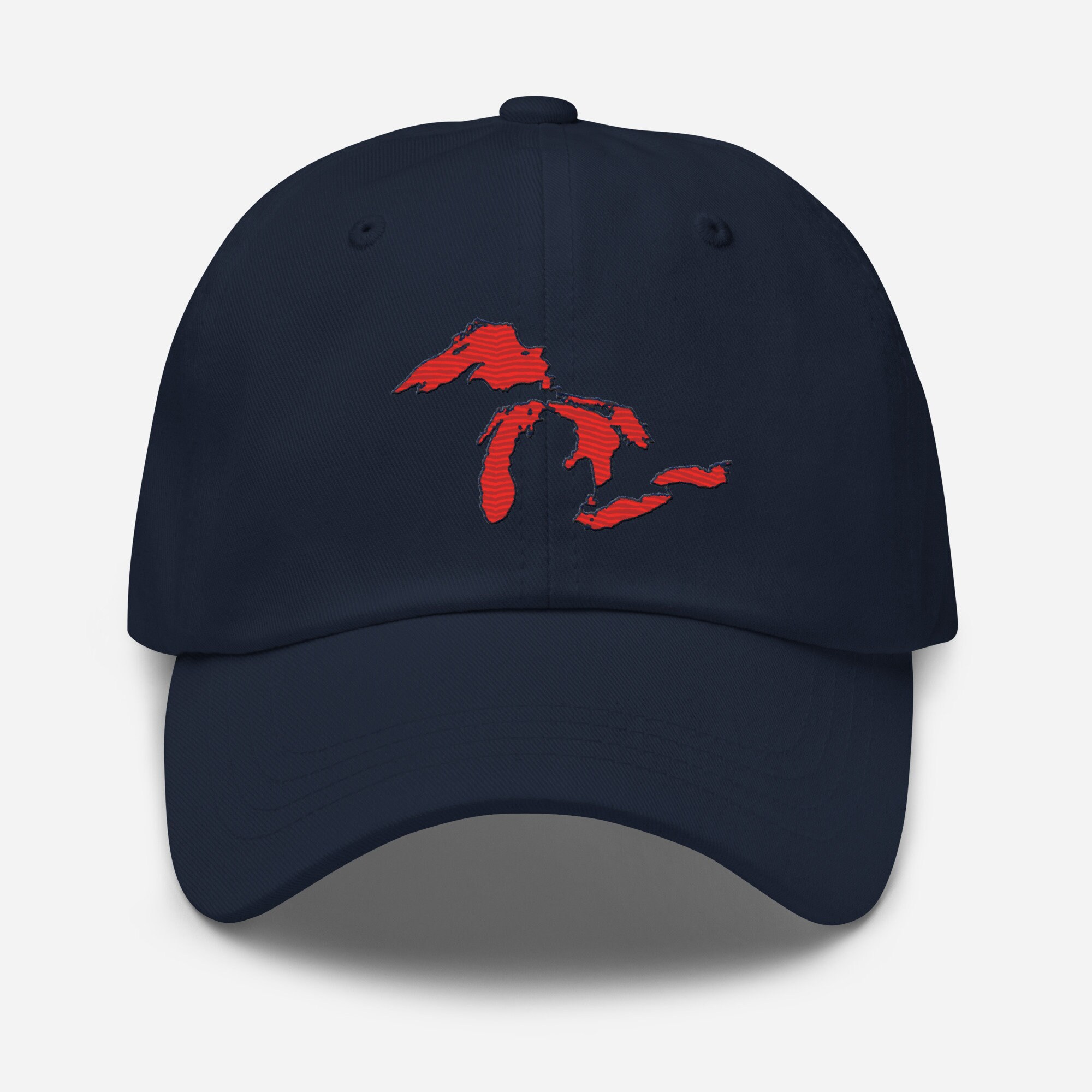 Red and Navy Blue Great Lakes Embroidered Dad Hat - Etsy
