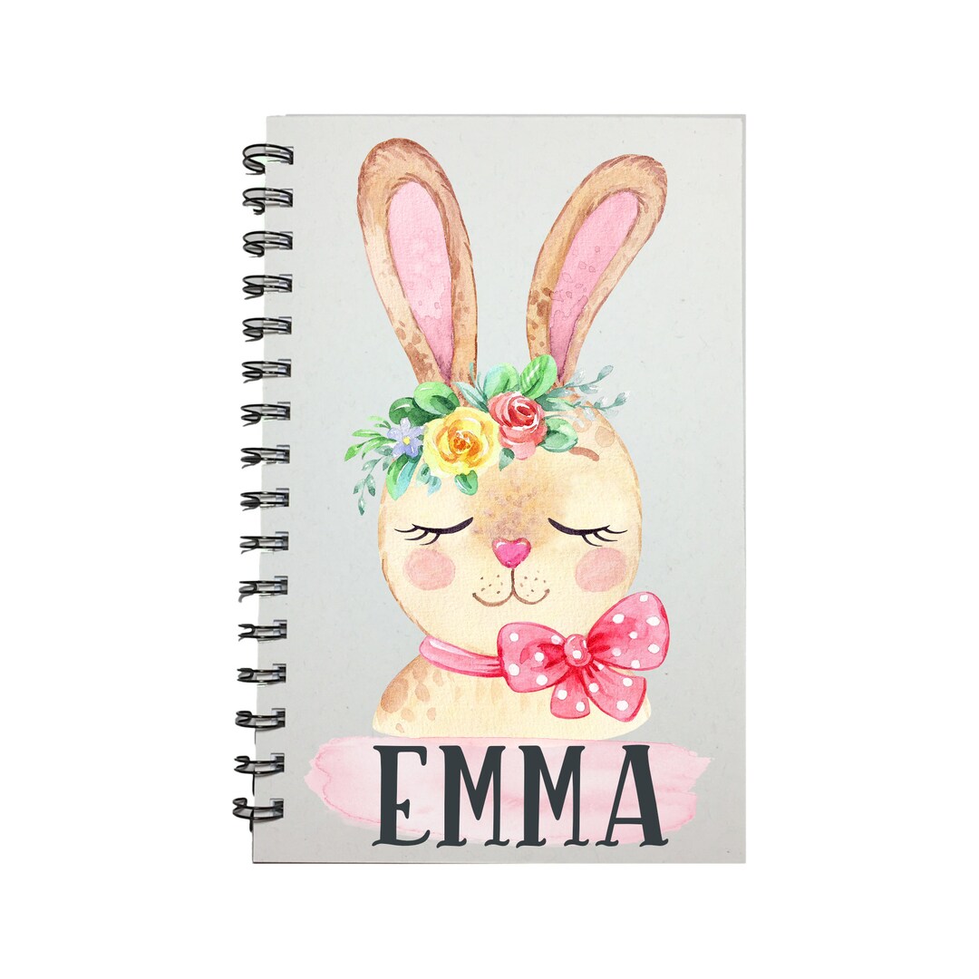 Cute Personalized Bunny Notebook Journal, Bunny, Rabbit, Easter Bunny ...