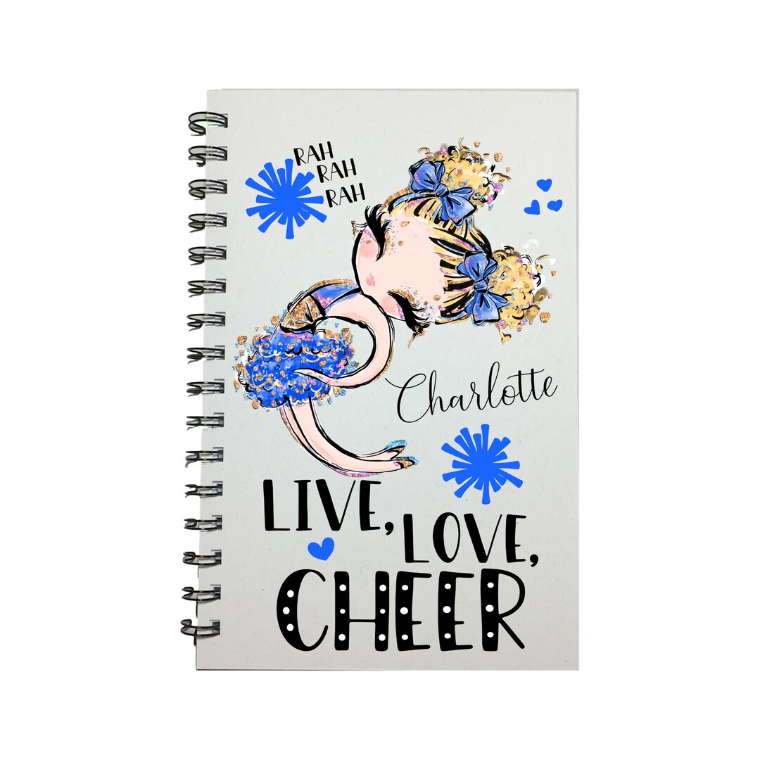 Cheer Notebook Journal, Cheerleader, Blue, Cheer Gift, Live Love Cheer ...