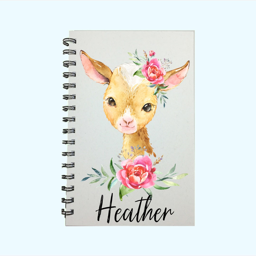 Goat, Farm Animal, Journal, Goat Gift, Goat With Flowers, Farm Animal ...