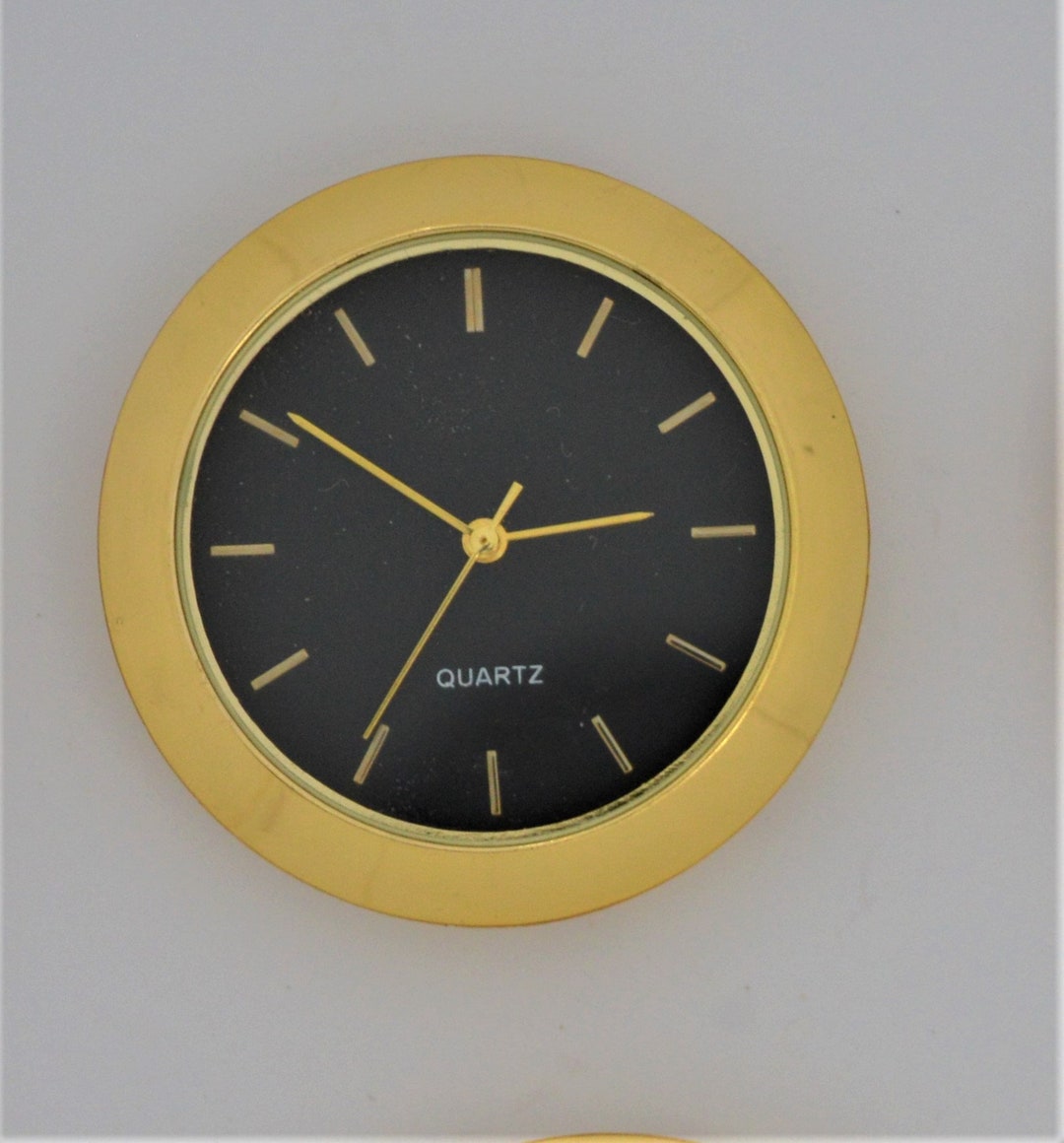 Mini Quartz Clock Fit-up Movement Gold Bezel With Black Dial and Gold ...