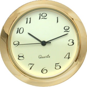 Mini Quartz Clock Fit-up Movement Gold Bezel With Ivory Arabic Dial 1 7 ...