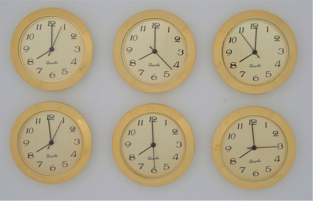 Mini Quartz Clock Fit-up Movement Gold Bezel With Ivory Arabic Dial 1 7 ...