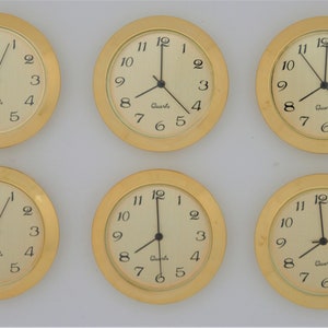 Mini Quartz Clock Fit-up Movement Gold Bezel With Ivory Arabic Dial 1 7 ...