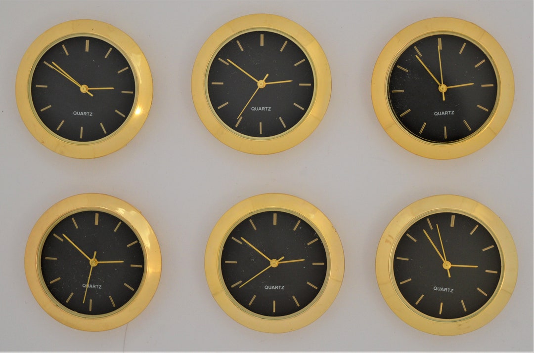 Mini Quartz Clock Fit-up Movement Gold Bezel With Black Dial and Gold ...