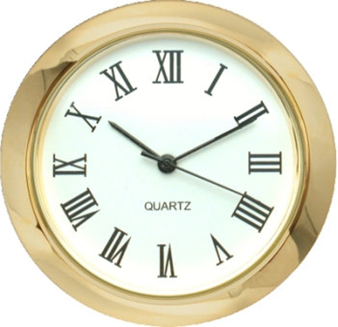 Mini Quartz Clock Fit-up Movement Brass Bezel With White Roman Dial 1 7 ...
