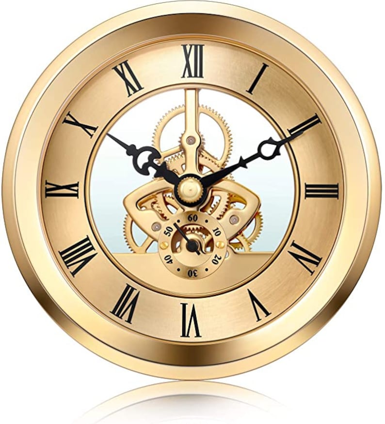 4 1/16 Inch Gold Skeleton Clock Insert With Gold Bezel - Etsy