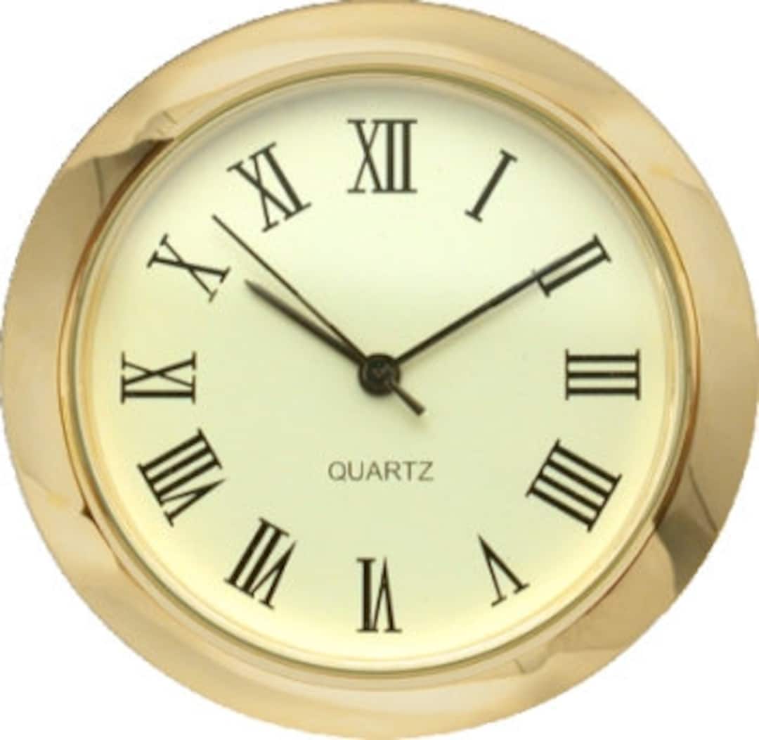 Mini Quartz Clock Fit-up Movement Brass Bezel With Ivory Roman Dial 1 7 ...