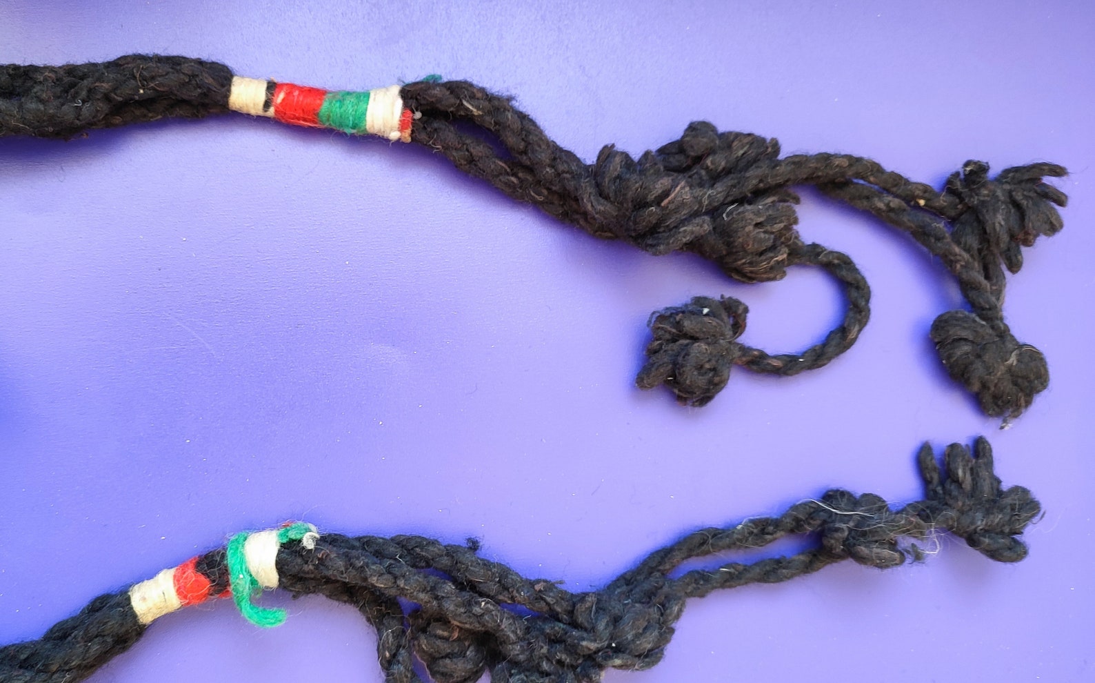 Antique Handmade Berber Head Tounza With Coral Beads Black Wool Laine ...