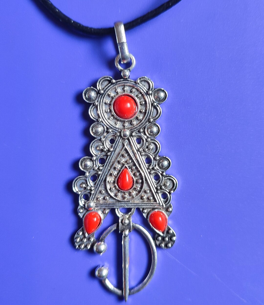 Berber Lated Silver Fibulae Pendant - Morocco Fibule Amulet - Pendant ...
