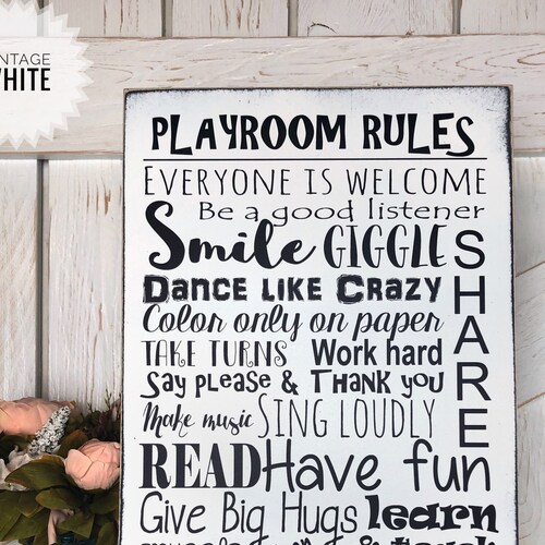 Playroom Rules Sign Kids Sign - Etsy
