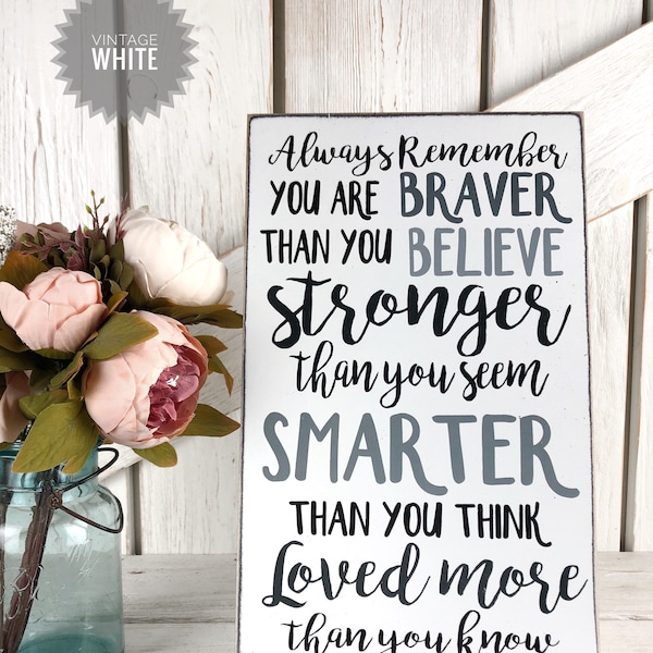 Always Remember You Are Braver Than You Believe Stronger Than You Seem and Smarter Than You ...