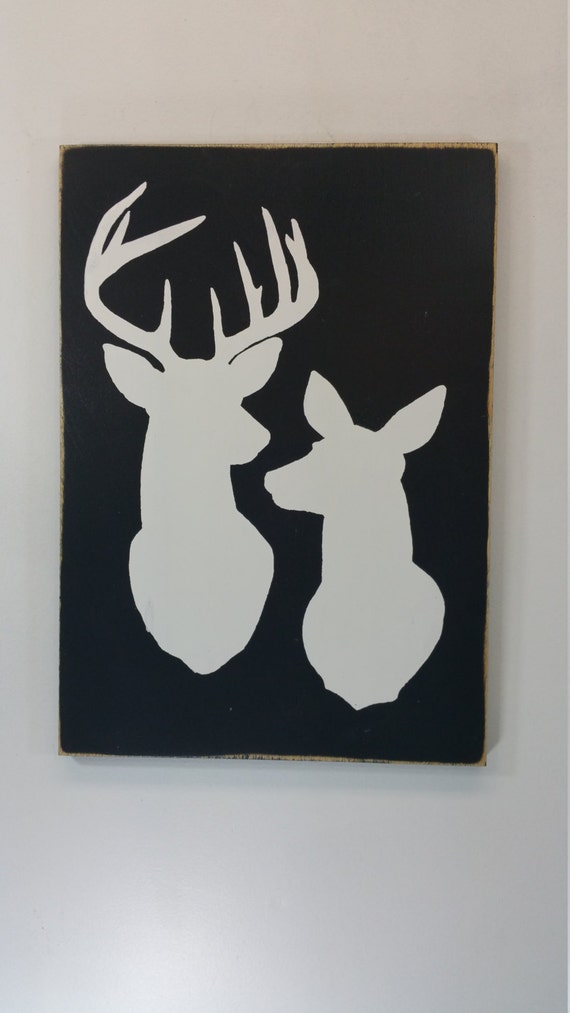 Silhouette Buck And Doe Heart Wedding