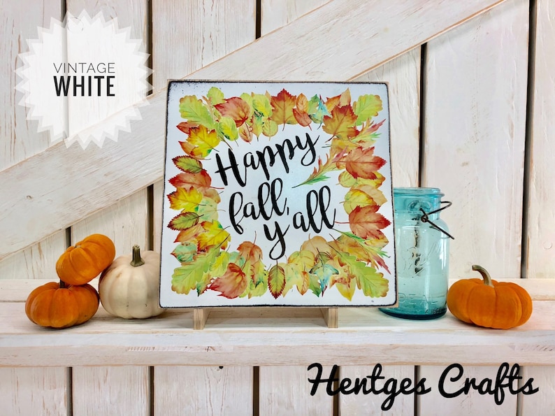 Happy Fall Y'all Autumn Leaves Harvest Time Sign | Etsy