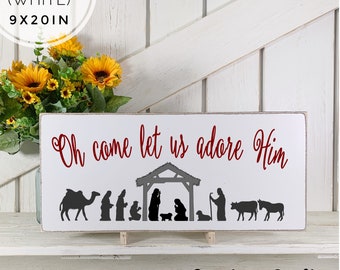 Primitive O Come Let Us Adore Him Christmas Sign - Etsy