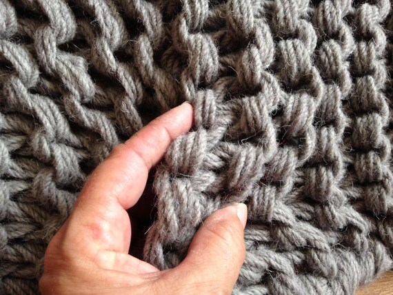 Huge Chunky Knitted Rug Grey Throw Cream Black Custom - Etsy UK