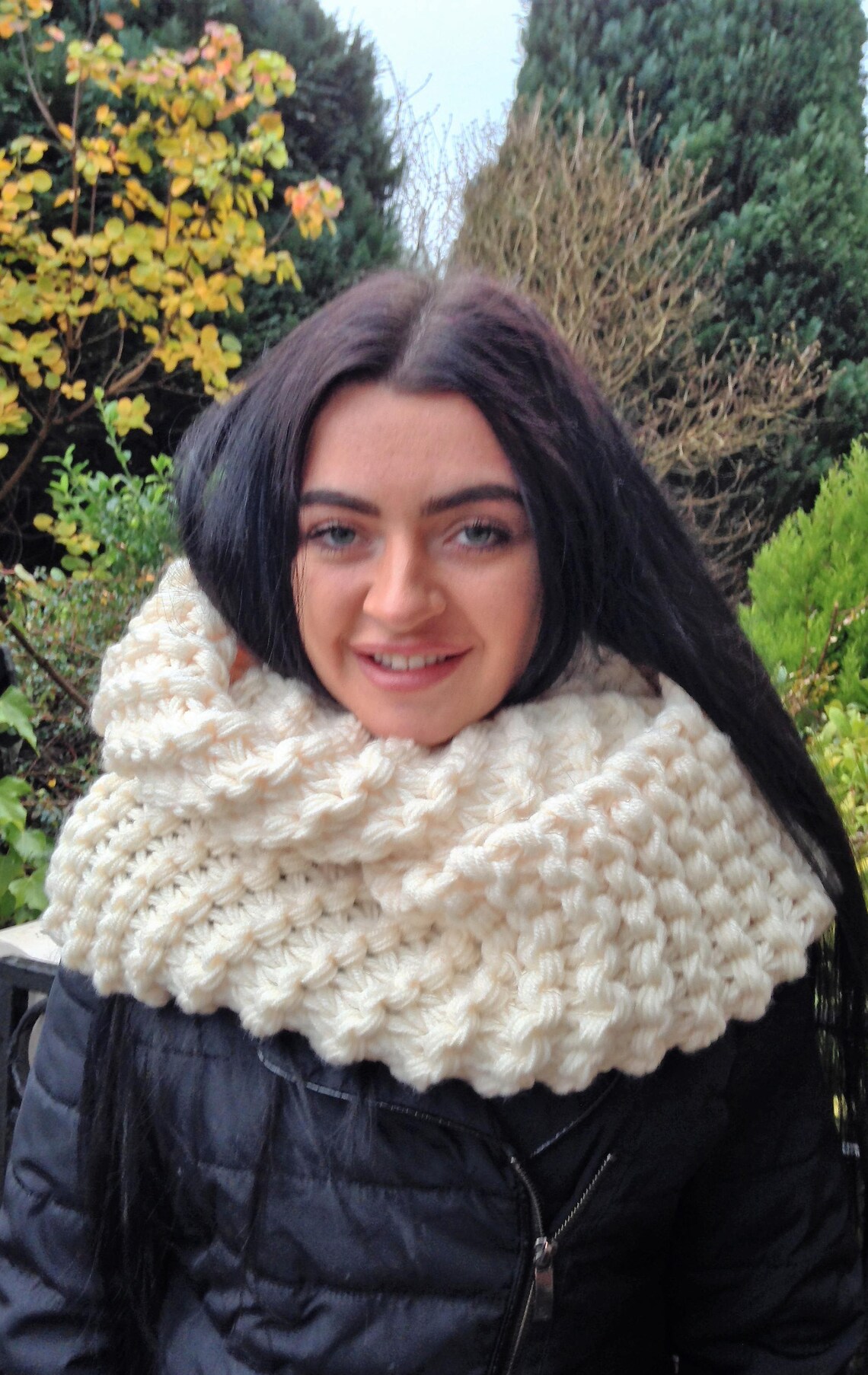 Outlander Cowl Long Black Scarf Hand Knitted Women Scarf - Etsy