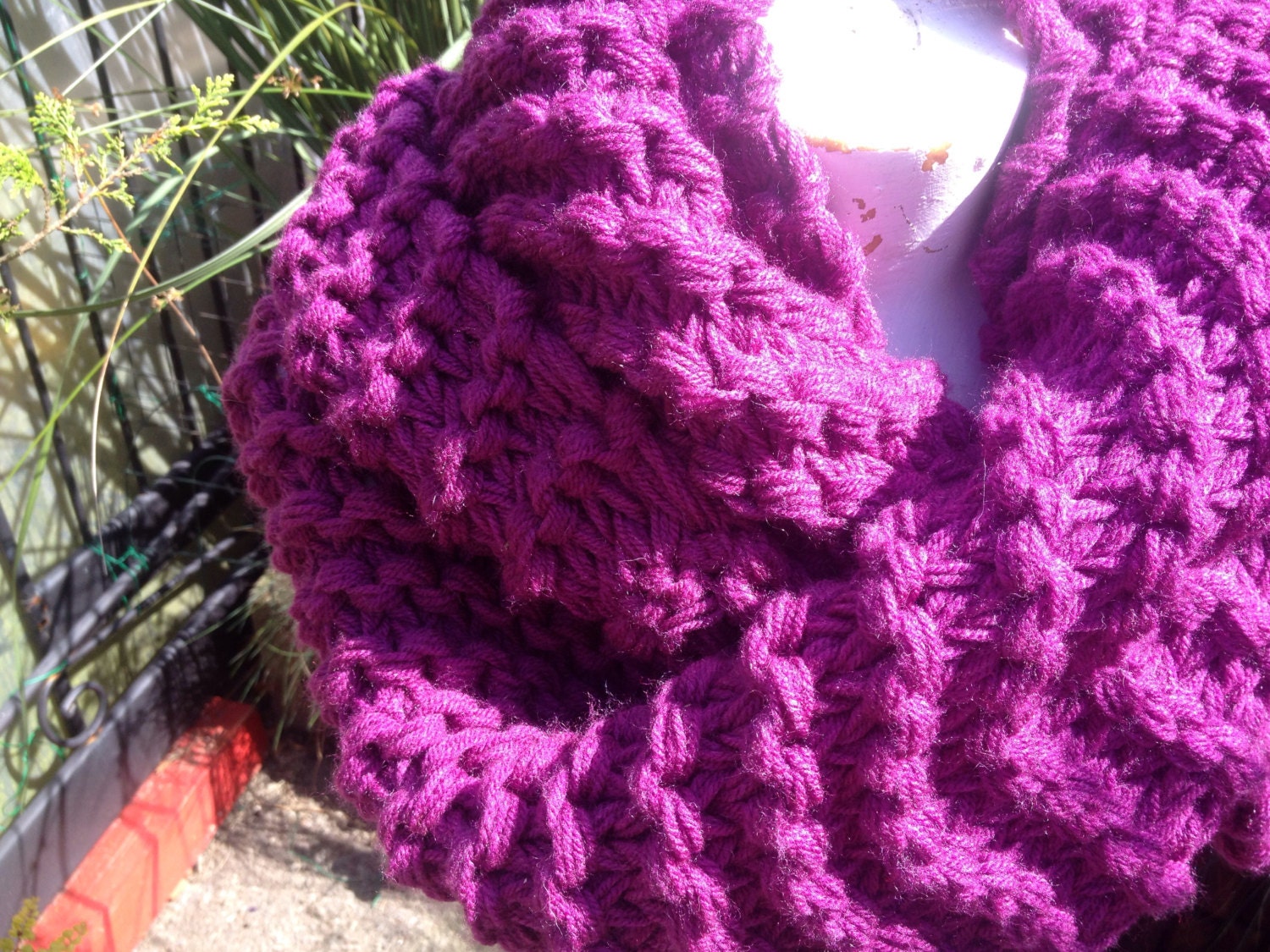 Women Cowl, Infinity Scarf, Huge Knit Shawl Extra Chunky, Plum ...