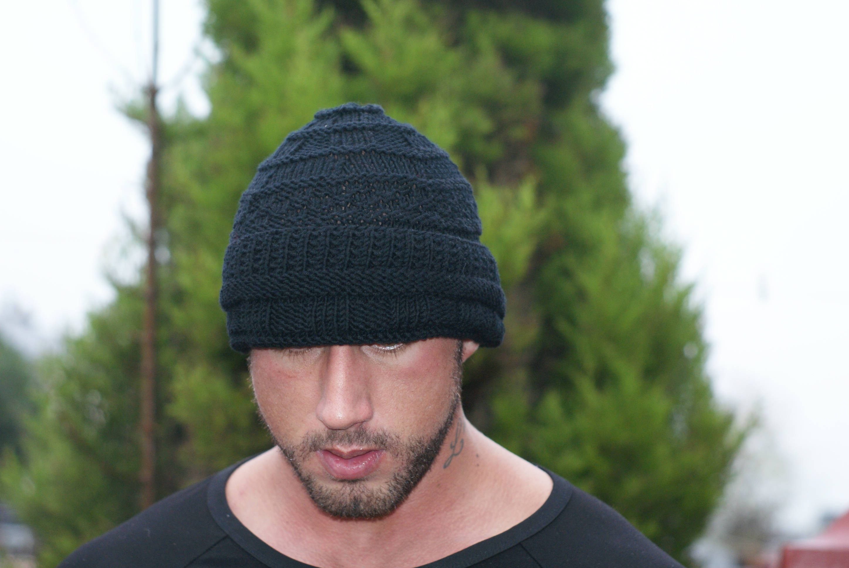 Hat Man Black Slouchy 100% Merino Wool long Beanie Black | Etsy