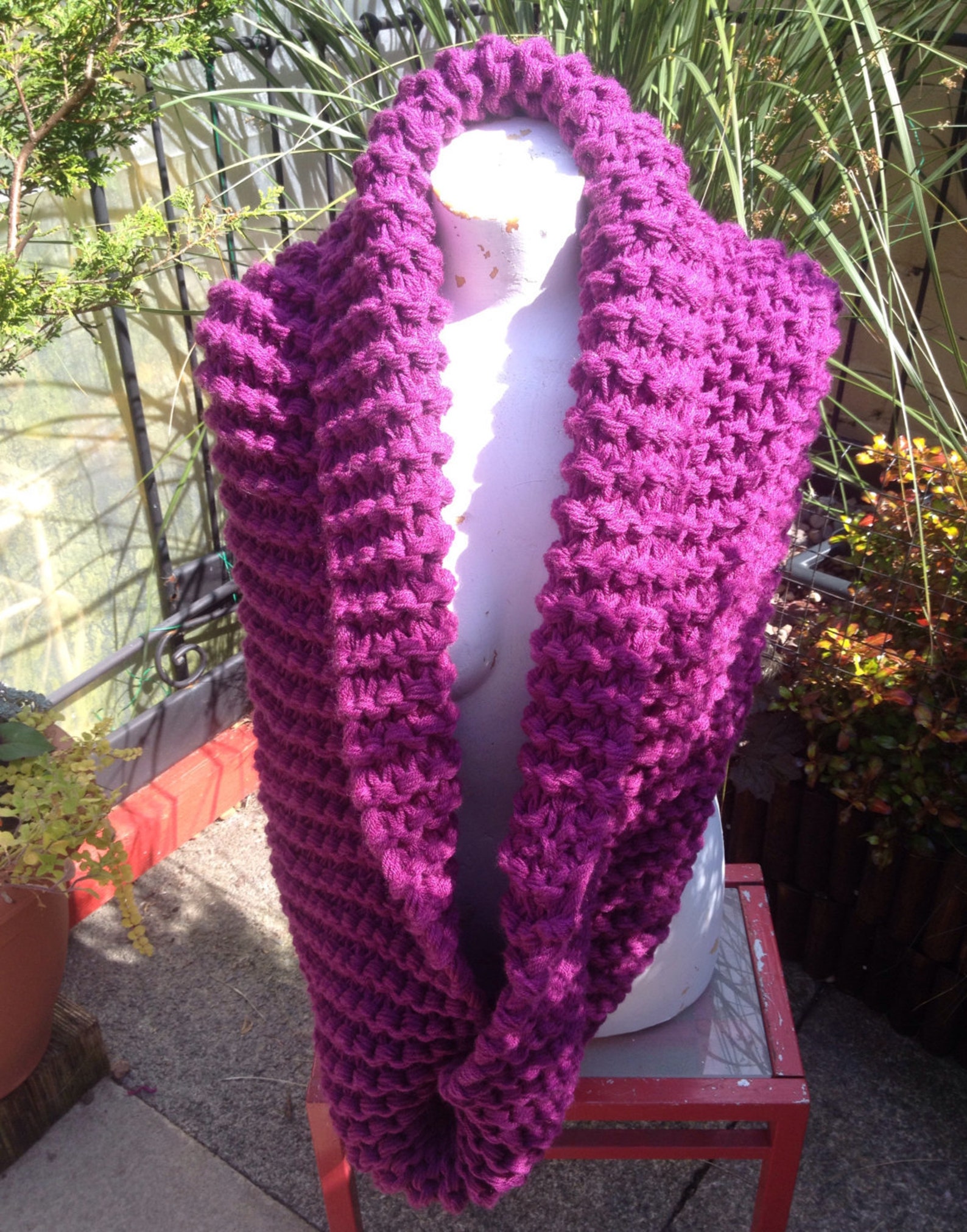 Women Cowl, Infinity Scarf, Huge Knit Shawl Extra Chunky, Plum ...