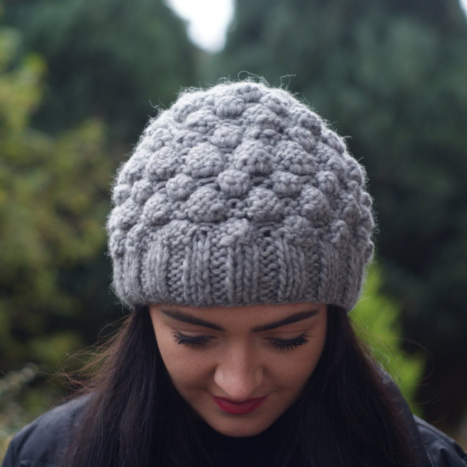 Women Grey Hat Hand Knit Light Grey Acrylic Beanie Gift - Etsy