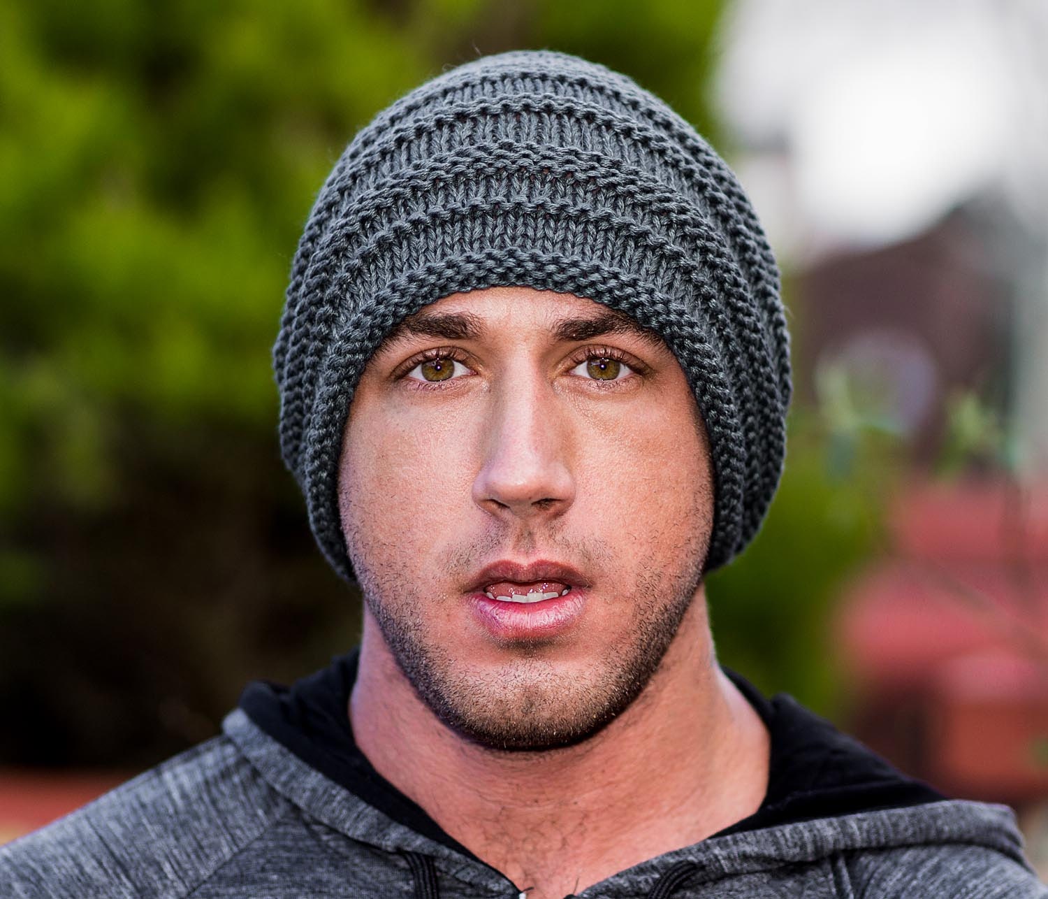 Men Cashmere Hat, Silk Grey Hat, Slate Gray, Long Slouchy Beanie, Men ...