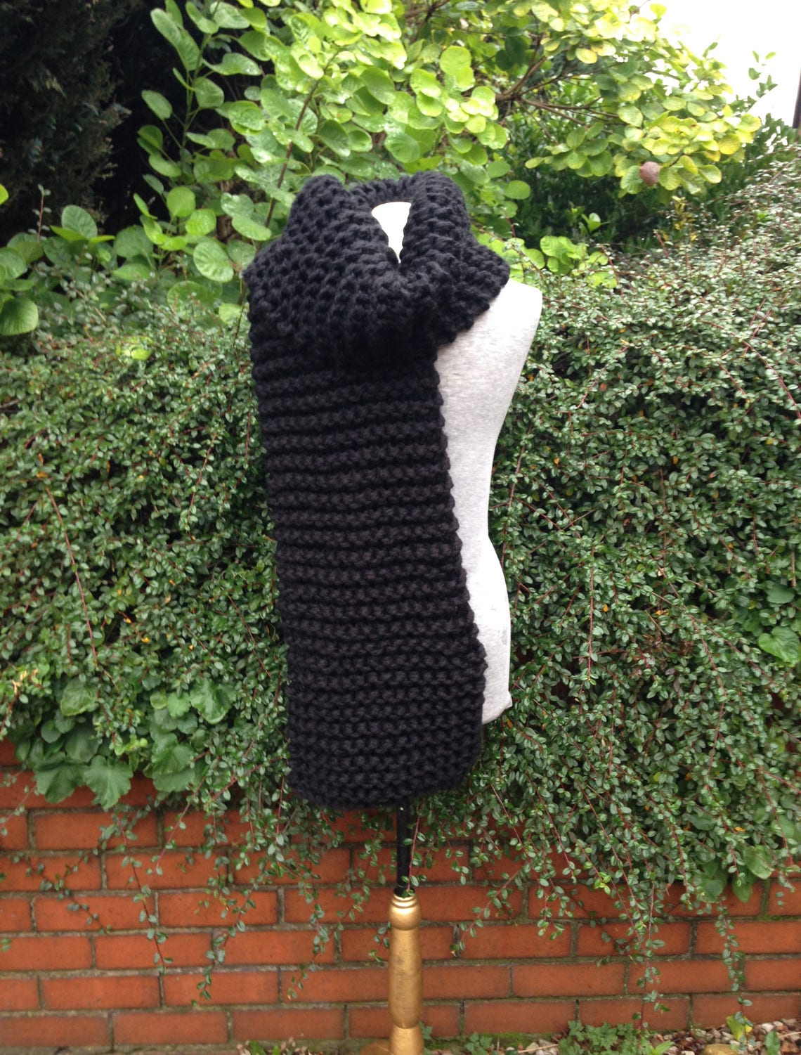 Men Scarf, Chunky Knit Scarf, Black Knit Scarf, Chunky Yarn, Hand ...