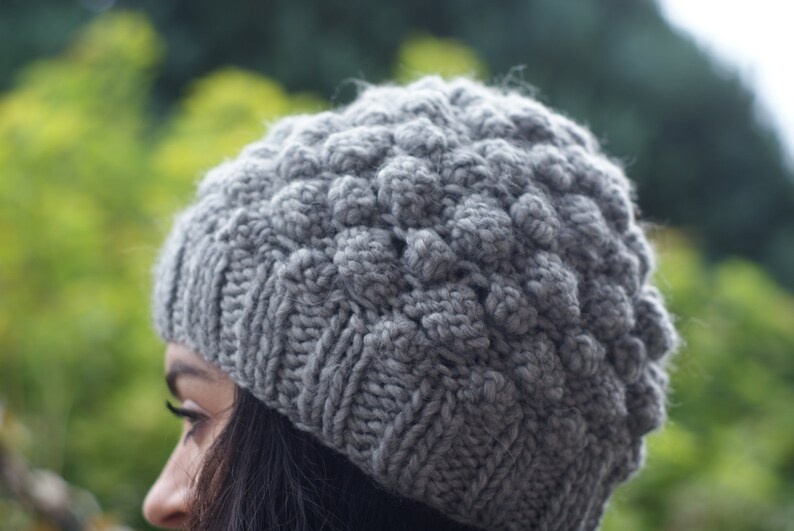 Women Grey Hat, Hand Knit, Light Grey, Acrylic, Beanie, Gift for Her ...