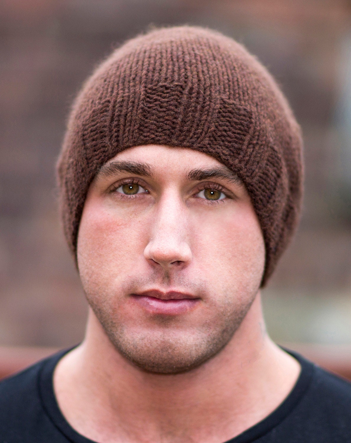 Men's Cashmere Hat, Beanie, Loro Piana, Hand Knit, Classic, Chocolate ...