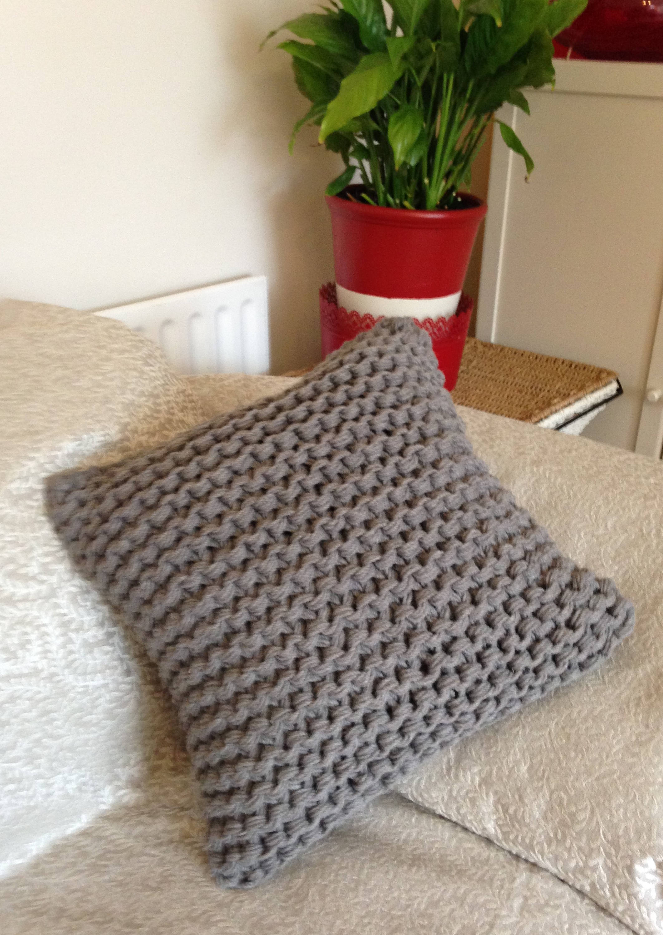 Huge Knit Cushion Grey Chunky Knit Chunky Yarn - Etsy