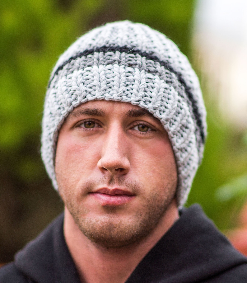 Men Grey Hat Light Grey Gray Knit Scarf Dark Grey Hat - Etsy