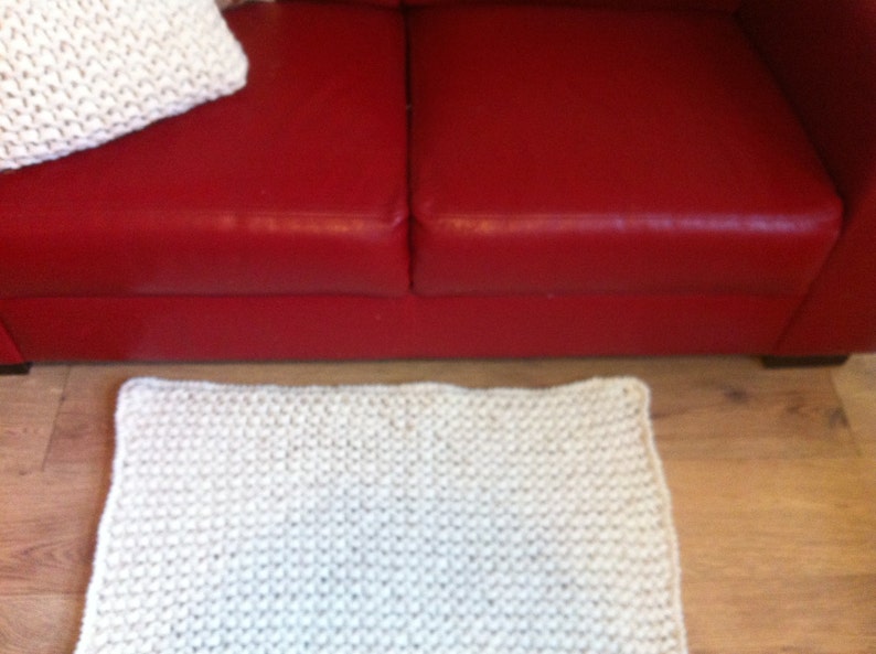 Huge, Chunky, Knitted Rug, Throw, Cream, Black, Custom Colours, 36x 24 ...