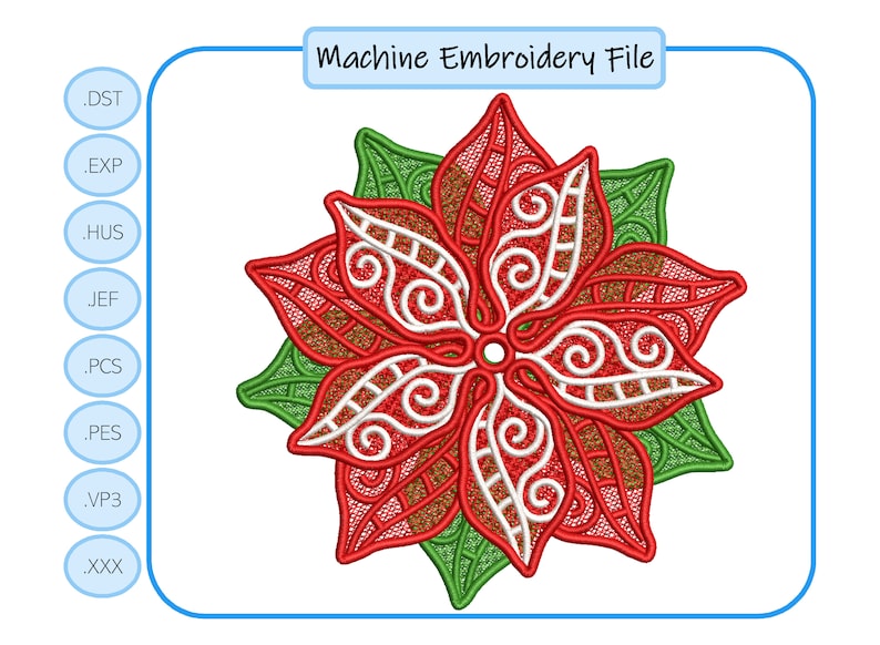 Poinsettia Free Standing Lace Embroidery Design Download - Etsy