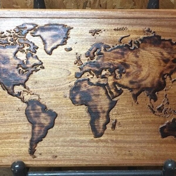 Wooden World Map Plaque - Etsy